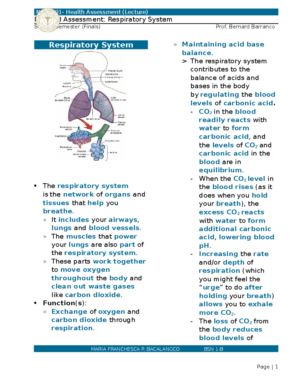 (Finals) NCM 101- Health Assessment Lecture - MARIA FRANCHESCA P ...