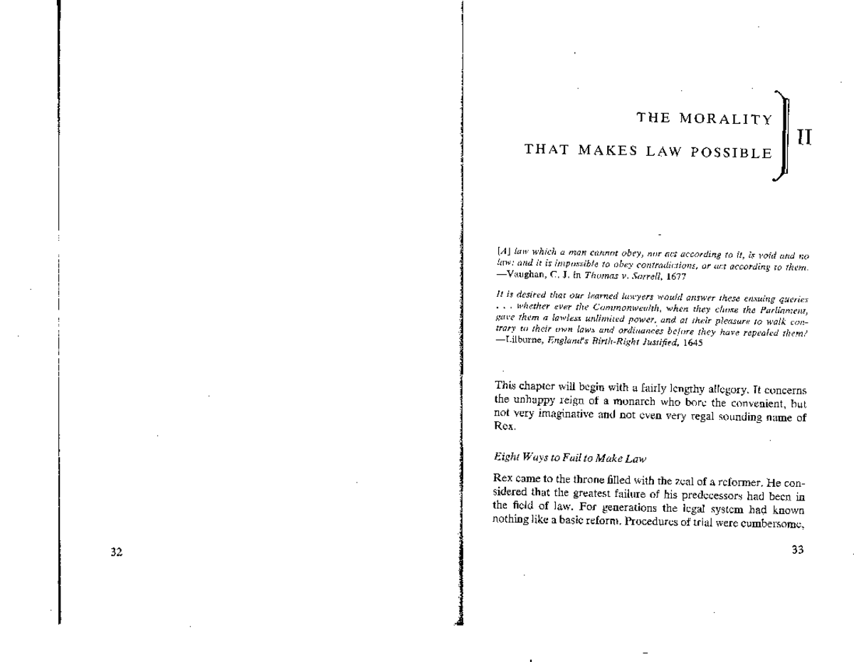 Fuller - Morality of Law (excerpt) - Generally we are content with ...
