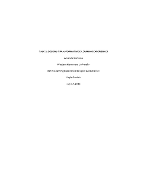 Task 1- Designing E learning Experiences for Adults D297 - Designing E ...