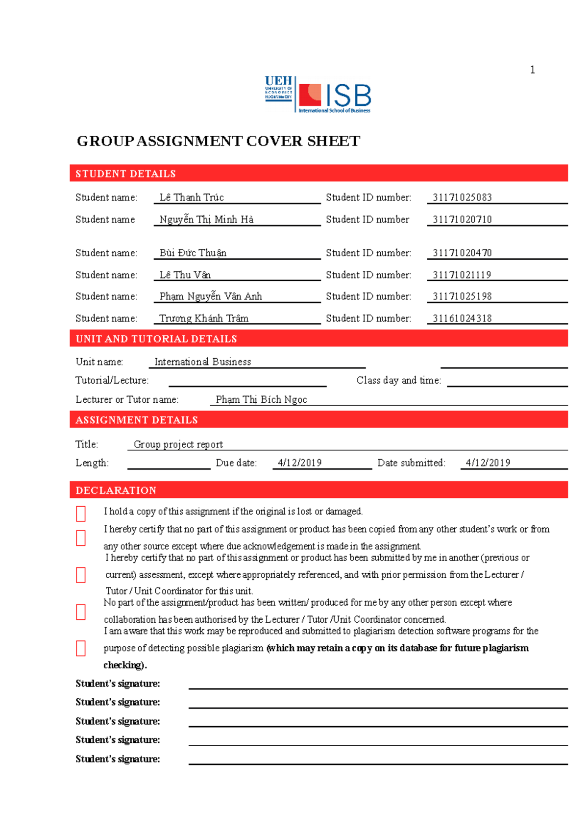 442578709 Vinamilk International Business Strategy - GROUP ASSIGNMENT ...