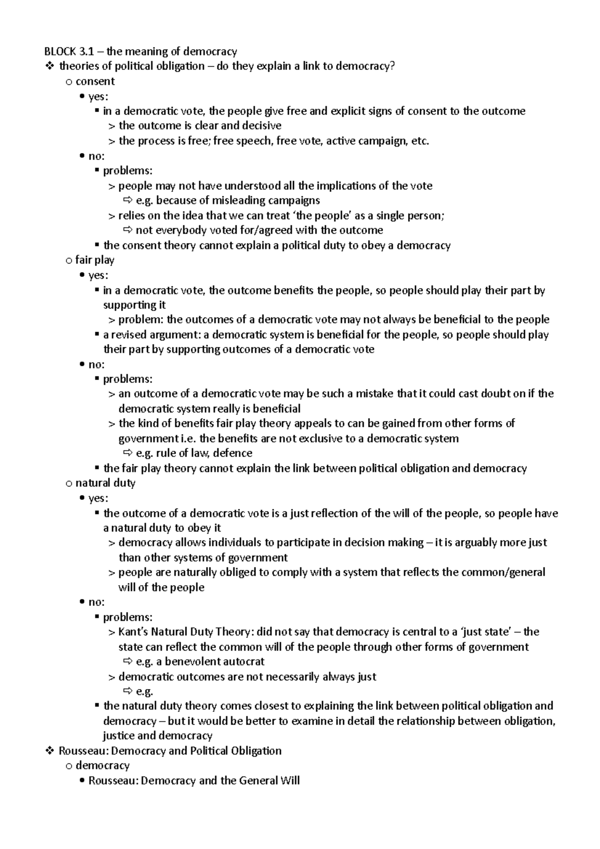 Political Theory Notes - BLOCK 3 – the meaning of democracy theories of ...
