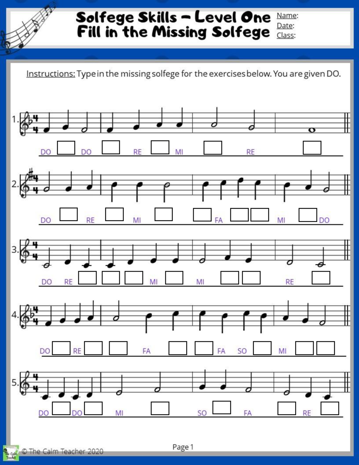Solfege Skills Level 1 - Freebie Student File for Power Point - Studocu