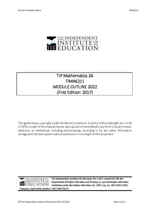 POE - poe for 2022 - © The Independent Institute of Education (Pty) Ltd 2023 MODULE NAME: MODULE ...