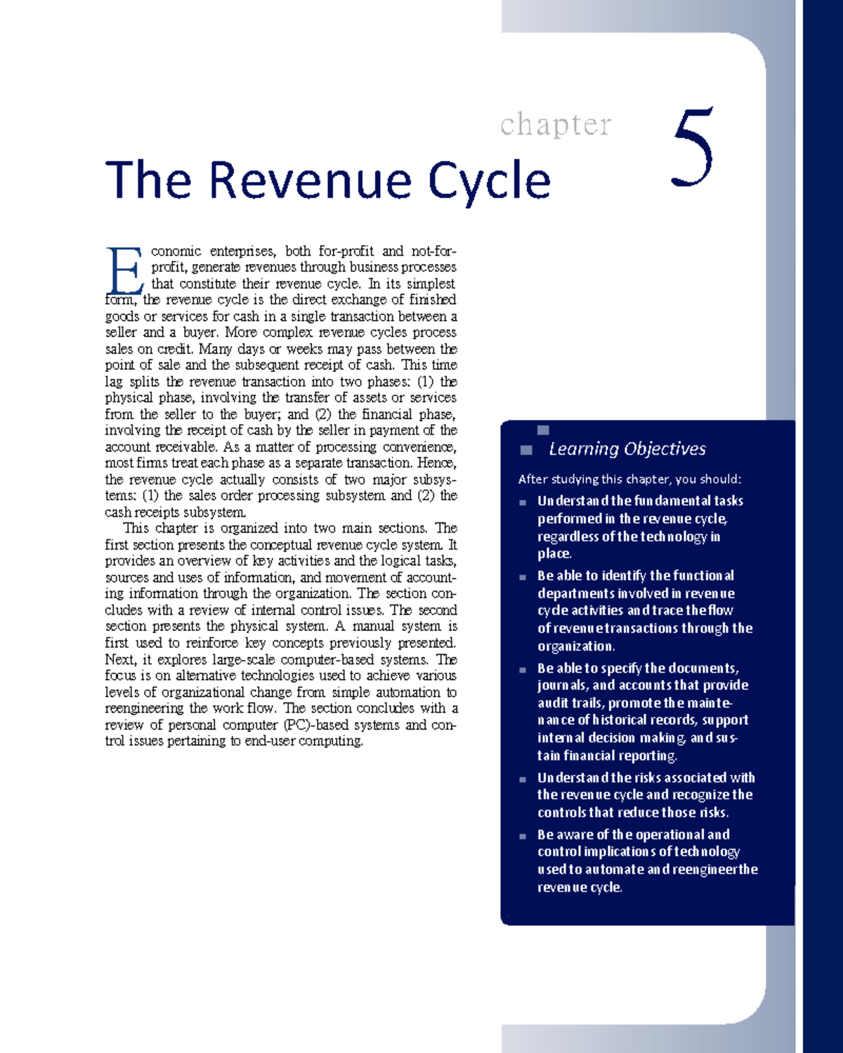 AIS-Chapter-5-Revenue-Cycle - E c h a p t e r 5 The Revenue Cycle ...