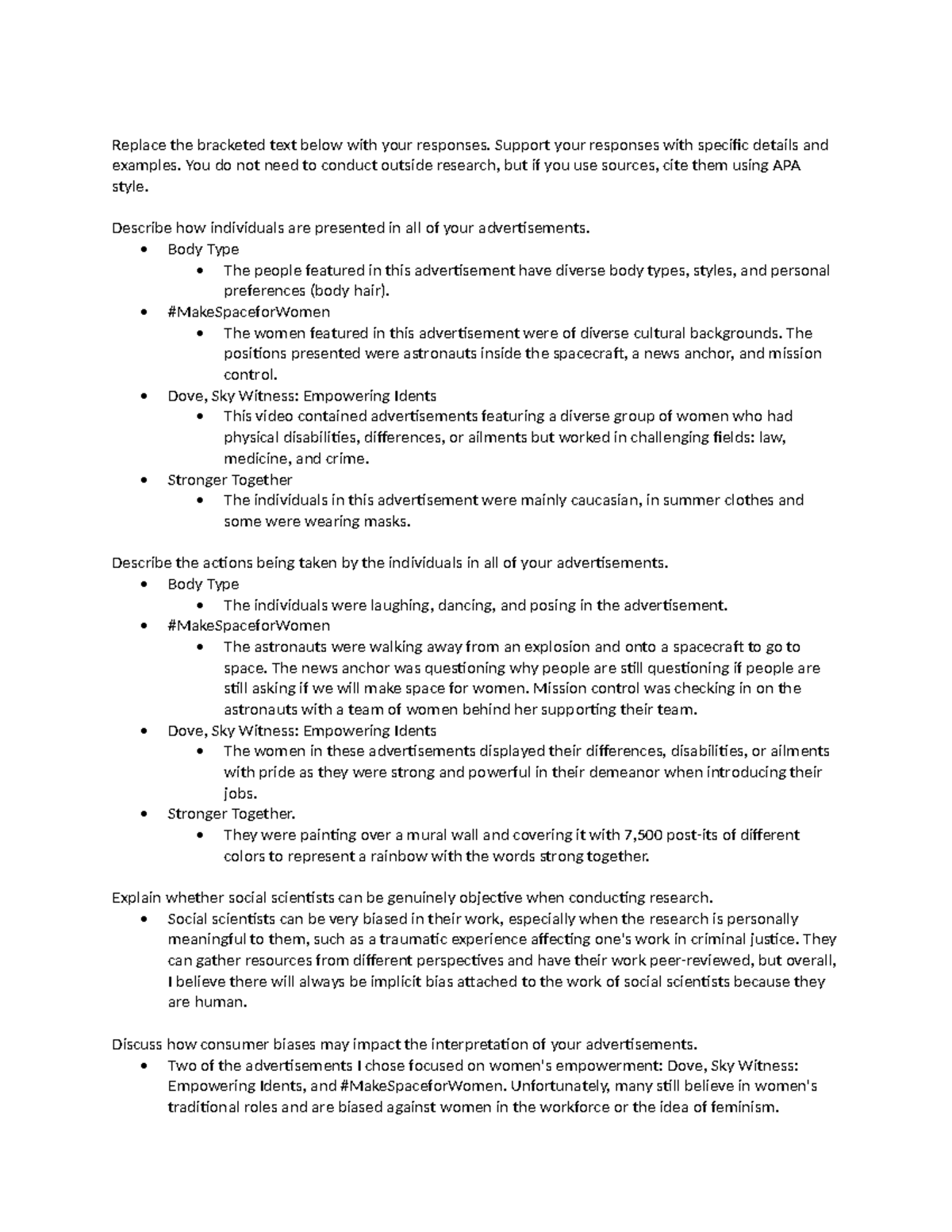 Scs 100 Module Two Activity Replace The Bracketed Text Below With Your Responses Support Your