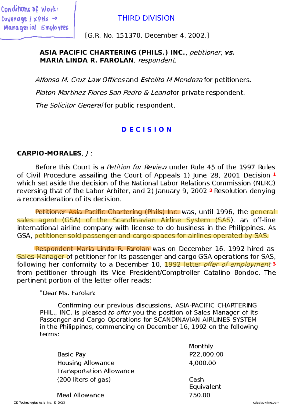 Annotated APC 231022 150109 - THIRD DIVISION [G. No. 151370. December 4 ...