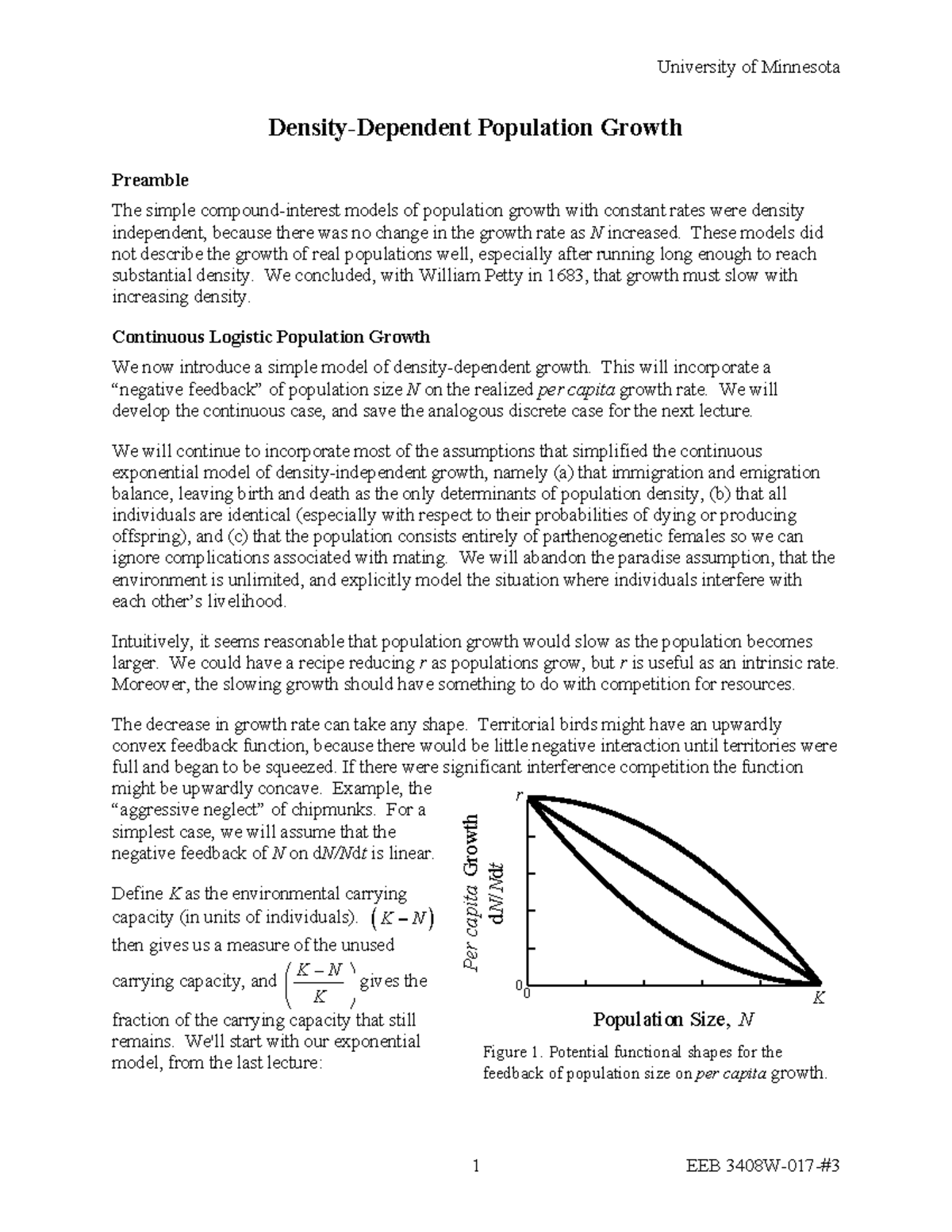 #3-DDGrowth - Lecture notes 3 - Density-Dependent Population Growth ...
