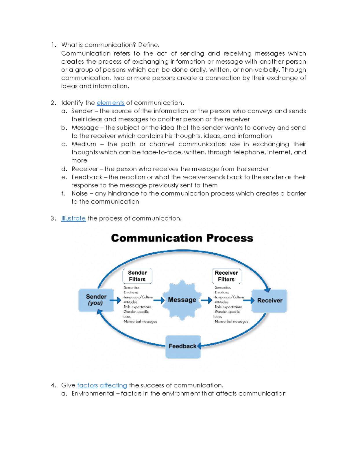 Homework 1 - What is communication? Identify the elements of ...
