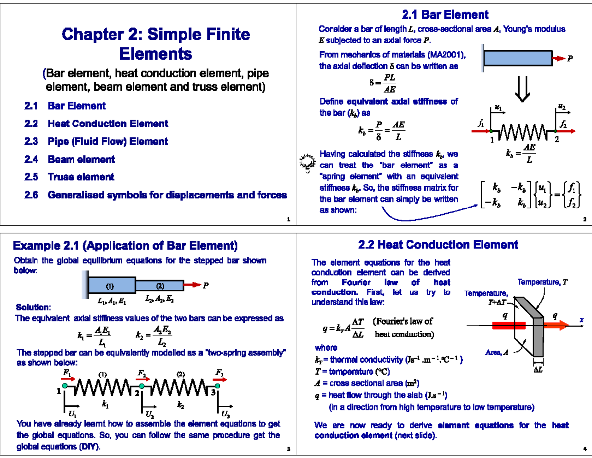 FEM Chapter 2 21 Slides AY2022-23-4slidesperpage - MA3004 - Studocu