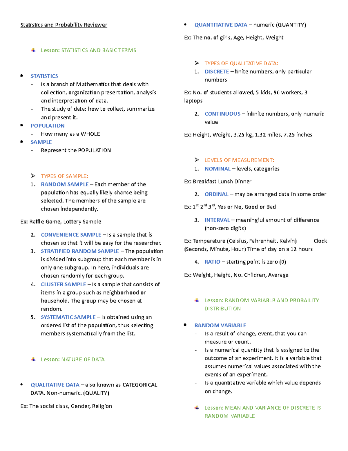 Statistics-and-Probability-Reviewer - Statistics and Probability ...