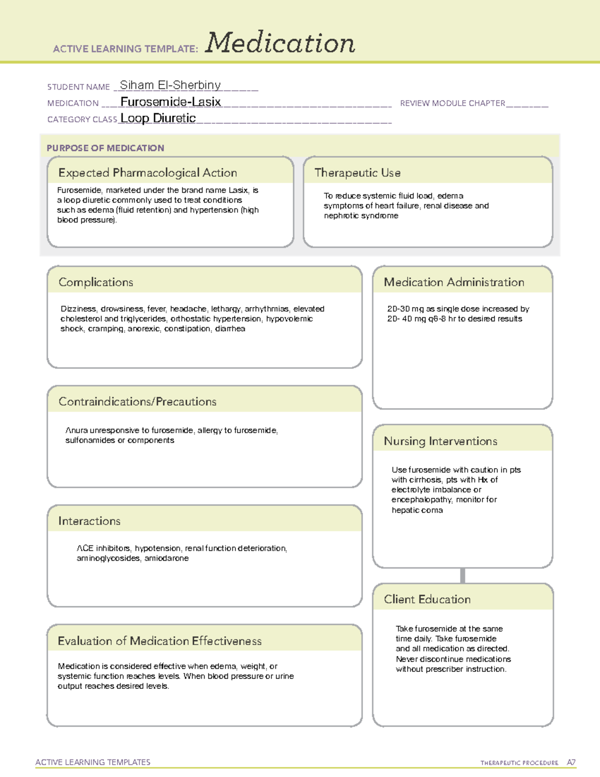 Furosemide-Lasix copy - ACTIVE LEARNING TEMPLATES THERAPEUTIC PROCEDURE ...