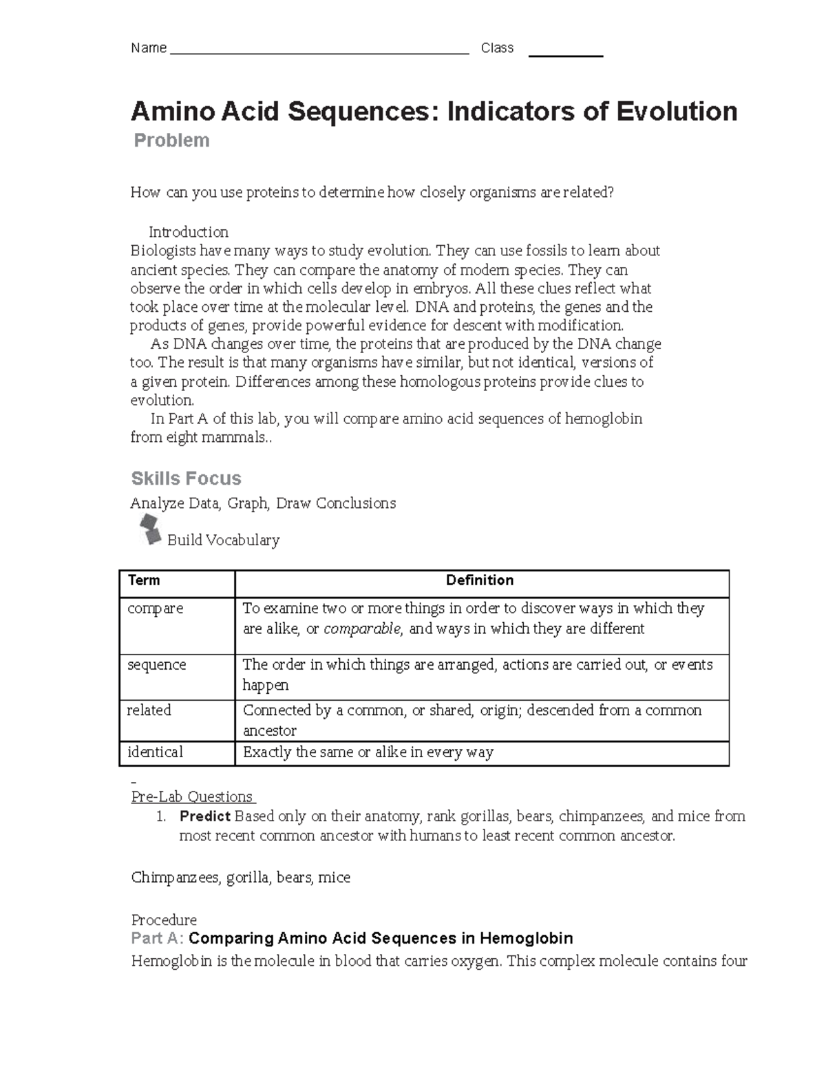 Amberly He - Comparative Biochemistry - Amino Acid Sequencing - 3996968 ...