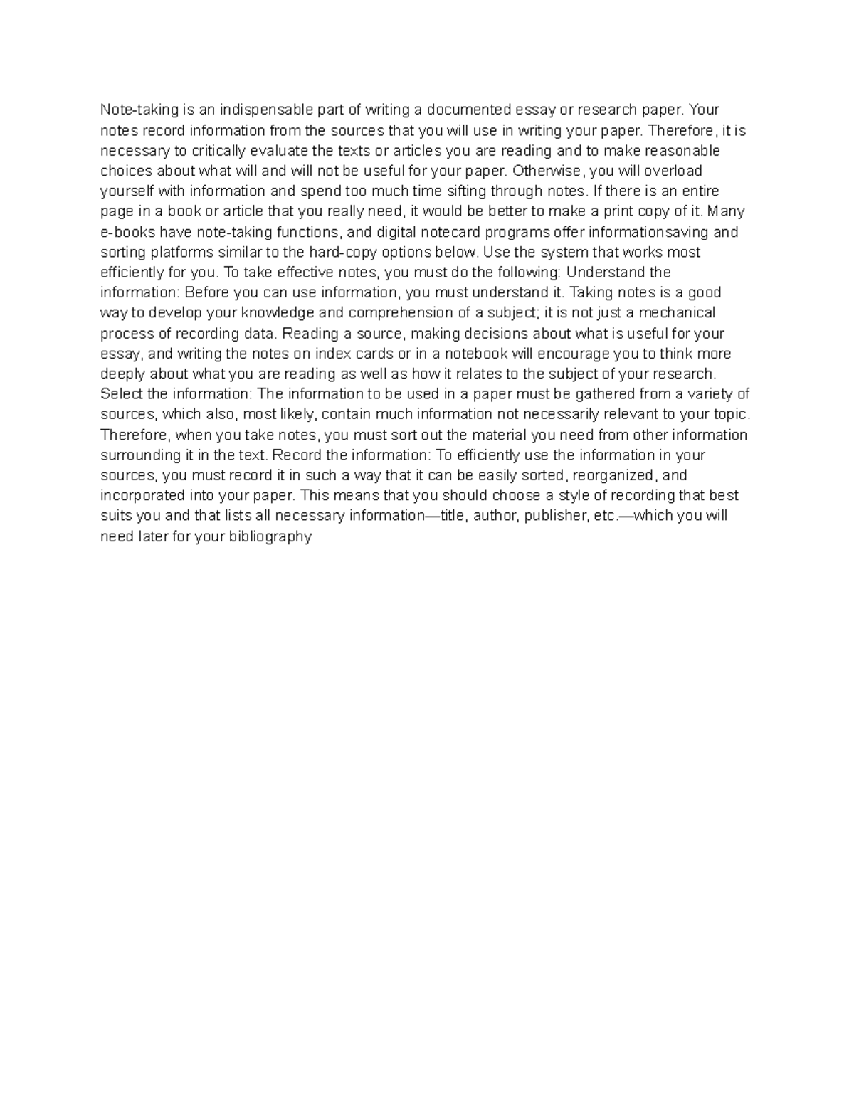 Notes taking - Note-taking is an indispensable part of writing a ...