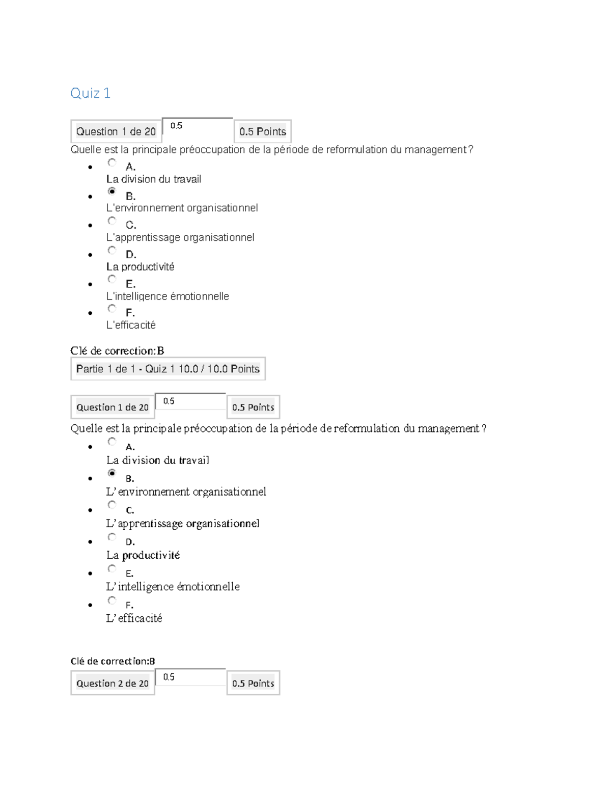 Quiz Management 1-2-3 - Quizs - Quiz 1 Question 1 de 20 0 Points Quelle ...