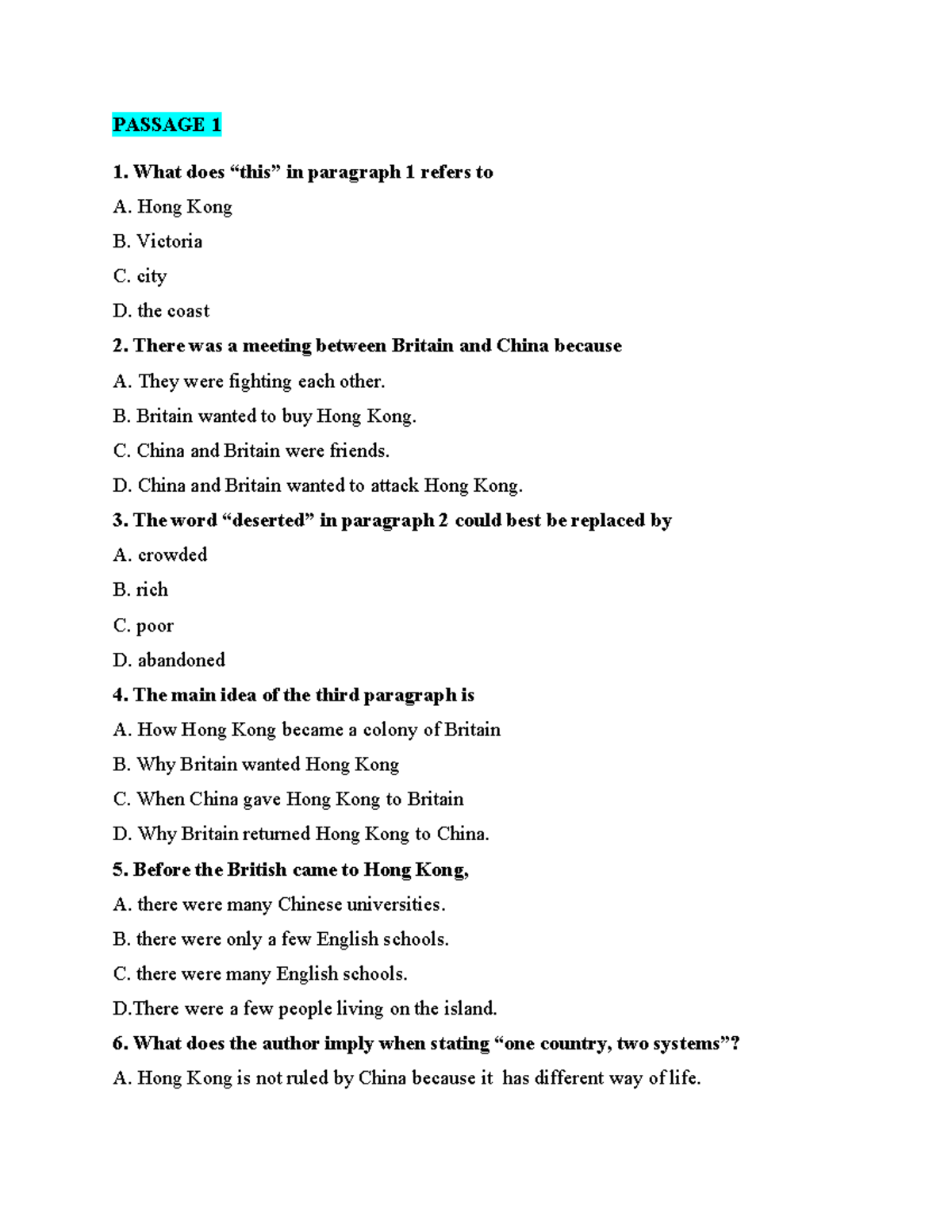 Vstep-Reading test 1- Questions - PASSAGE 1 What does “this” in ...