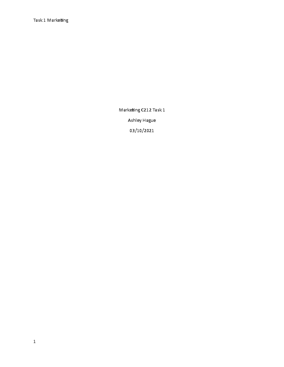 Marketing C212 Task 1 - c212 task 1 - Marketing C212 Task 1 Ashley ...