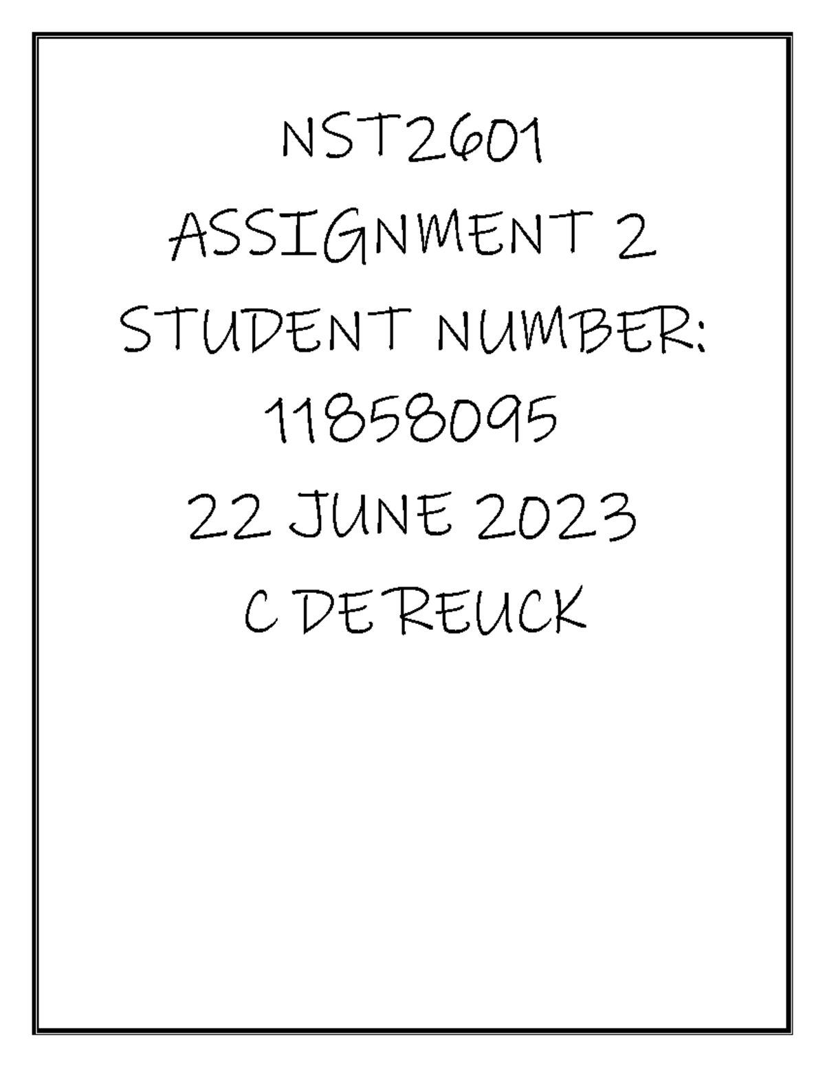 NST2601 assignment 2 - Lectur notes - NST ASSIGNMENT 2 STUDENT NUMBER ...