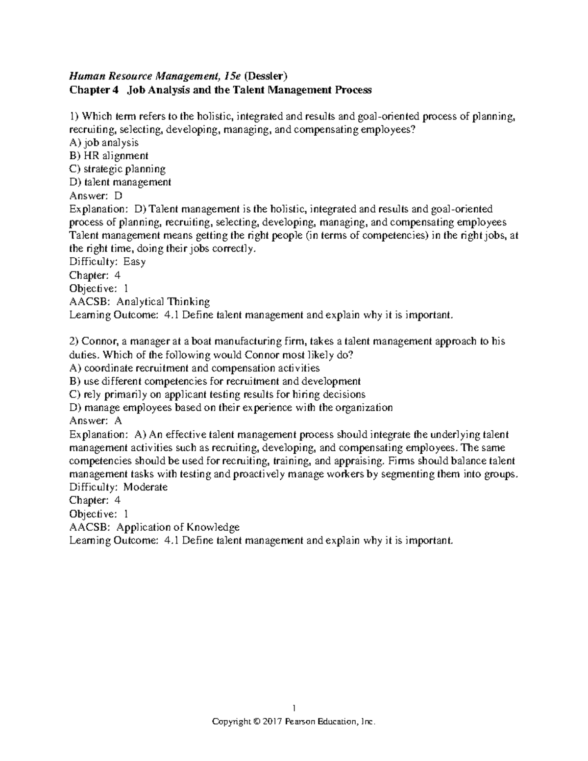 Human Resource Management, 15e (Dessler) Chapter 4 Job Analysis and the ...