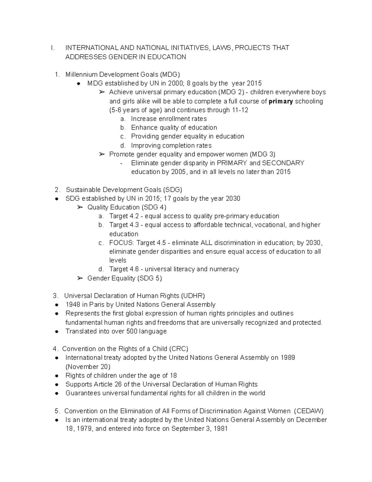 Module 4 Gender in Education - I. INTERNATIONAL AND NATIONAL ...