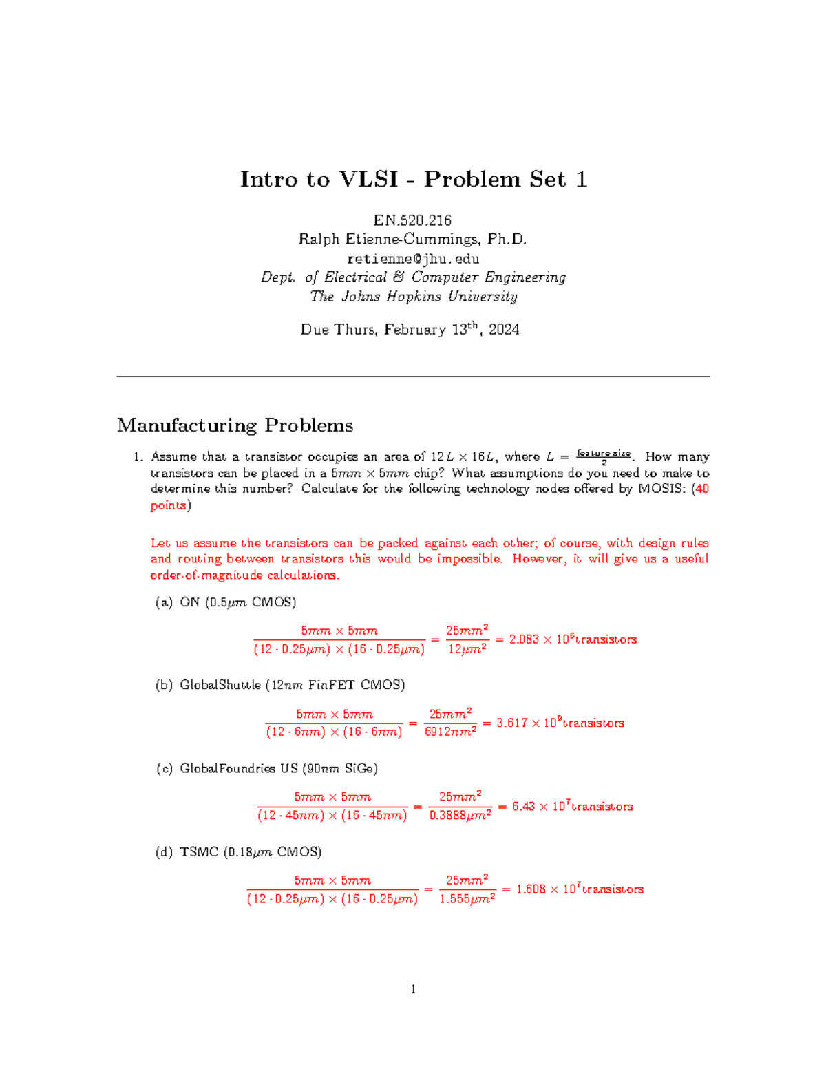 PS1 Solutions - Intro to VLSI - Problem Set 1 EN. Ralph Etienne-Cummings, Ph. retienne@jhu Dept ...