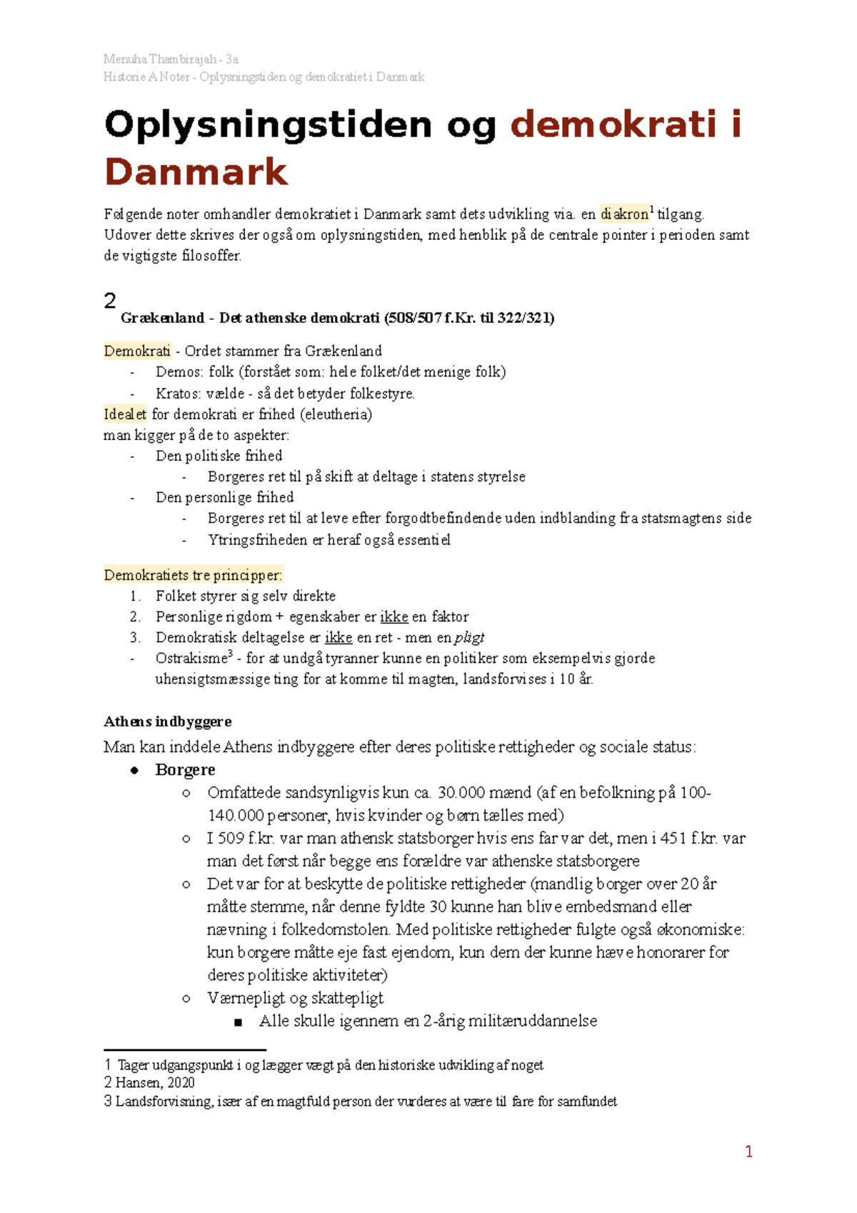 Demokrati i Danmark + Oplysningstiden - Historie A Noter ...