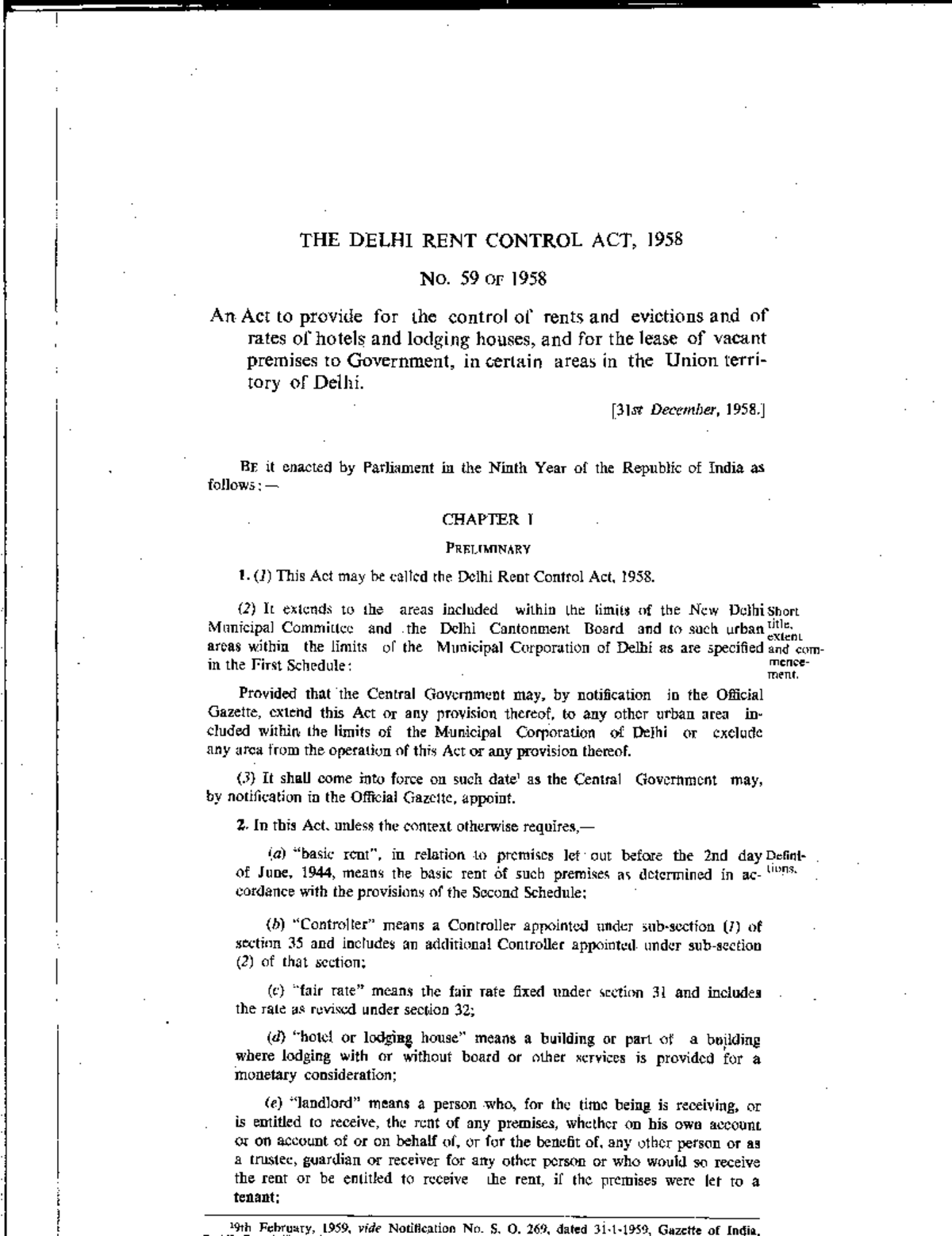 The delhi rent control act 1958 - THE DELHI RENT CONTROL ACT, 1958 No ...