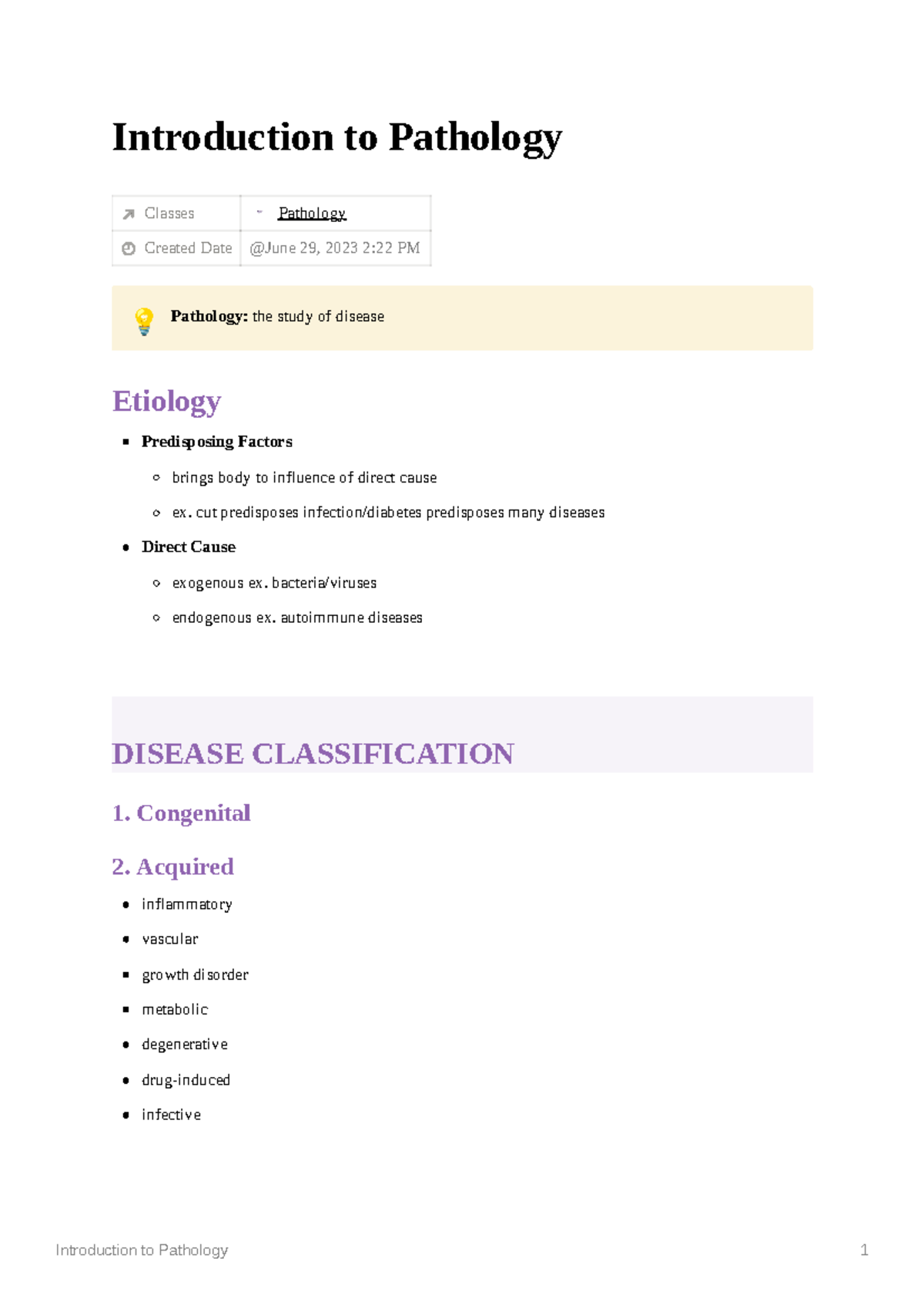 Introduction to Pathology - Introduction to Pathology Classes Pathology ...
