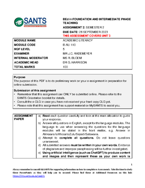 Life skills 211 - Always remember to consult MySANTS for supporting ...