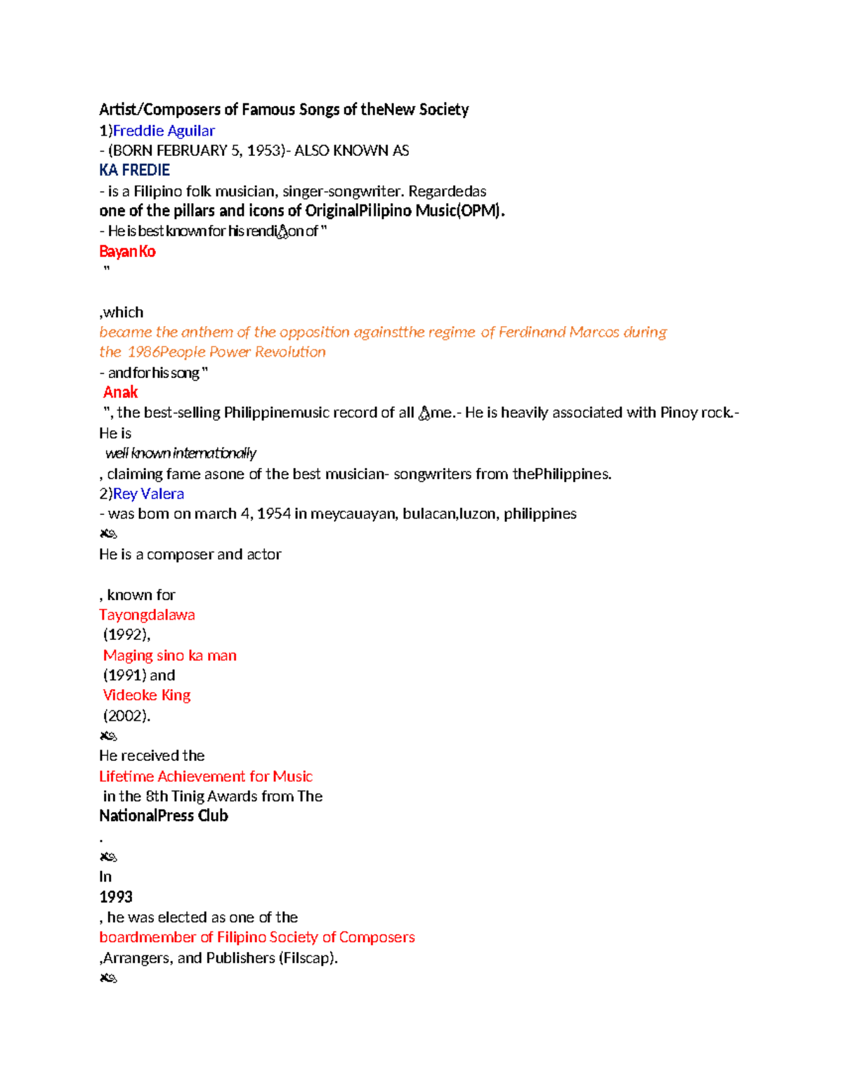 Artist - hehe - Artist/Composers of Famous Songs of theNew Society 1 ...