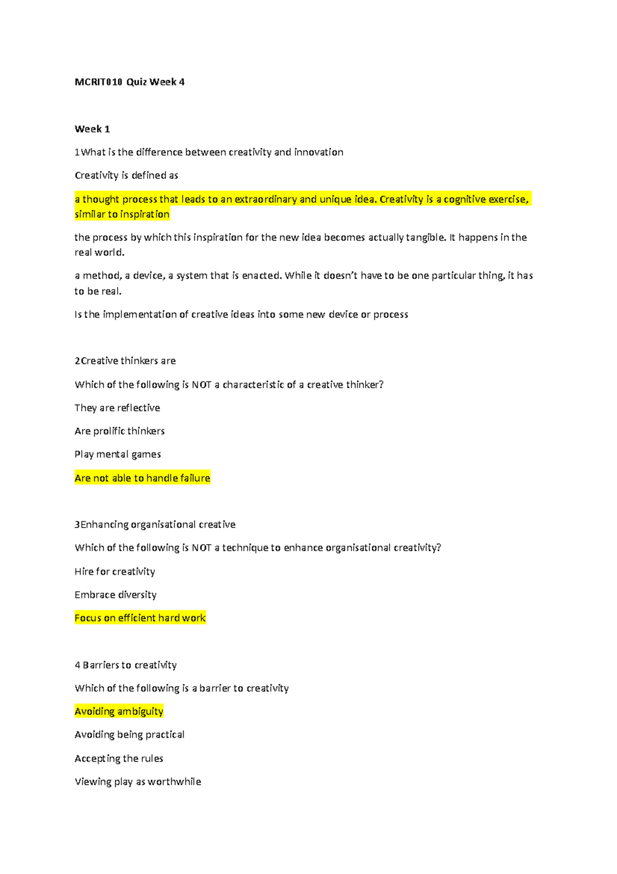 Mcrit 010 Quiz Week 4 - Quiz with answers - MCRIT010 Quiz Week 4 Week 1 ...