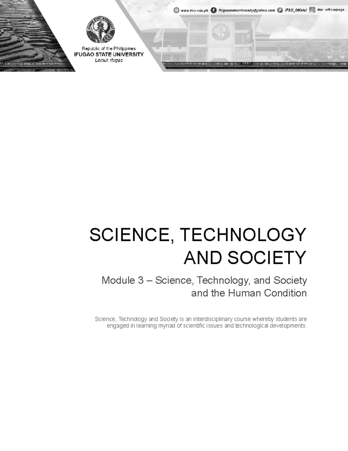 Module 3 - Science, Technology, and Society and the Human Condition ...