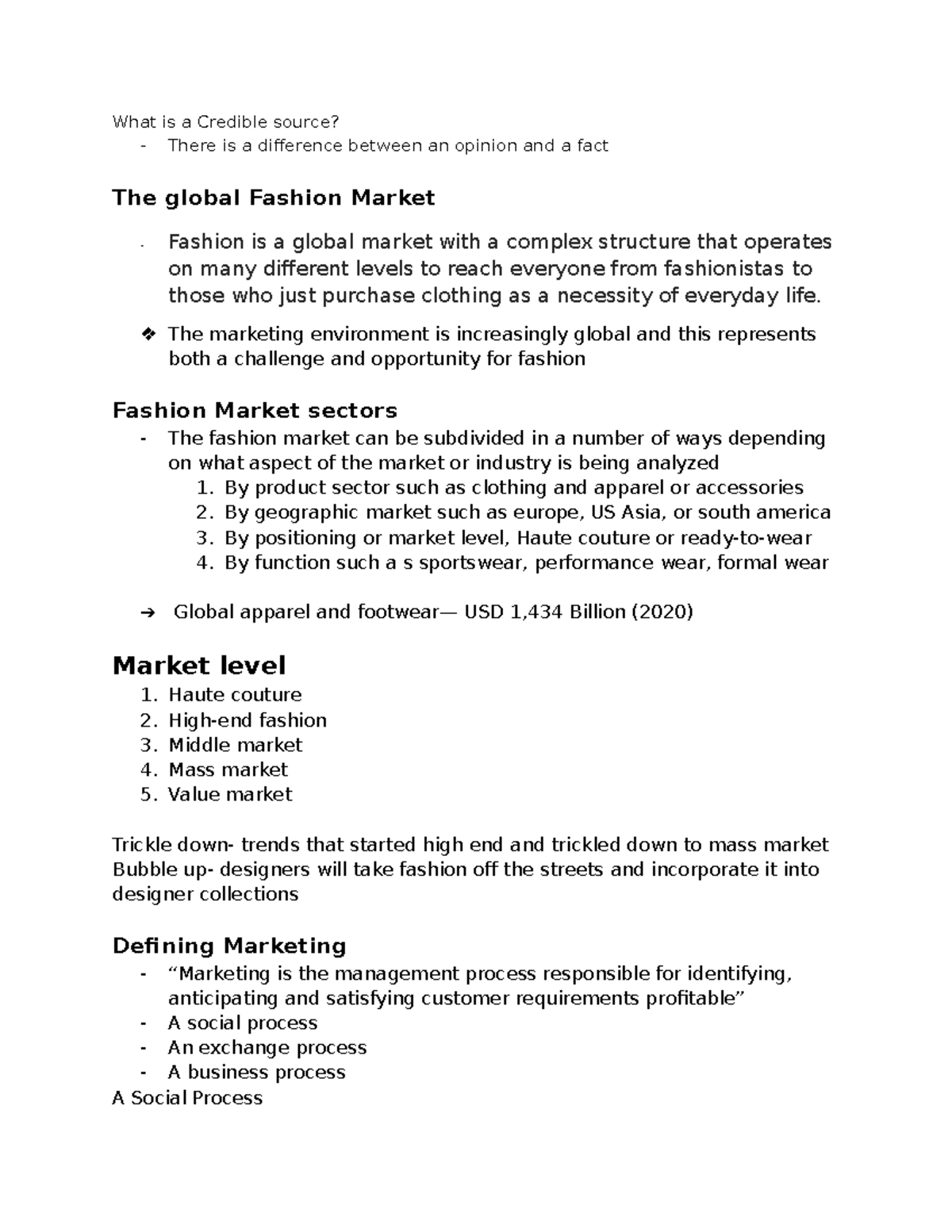 Fashion Marketing Lecture notes - What is a Credible source? - There is ...