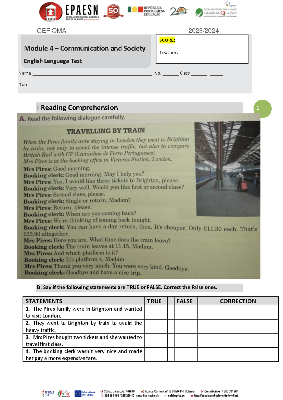 Test M4 CEF 23-24 - Testes e fichas formativas - 1 CEF OMA 2023 /202 4 ...