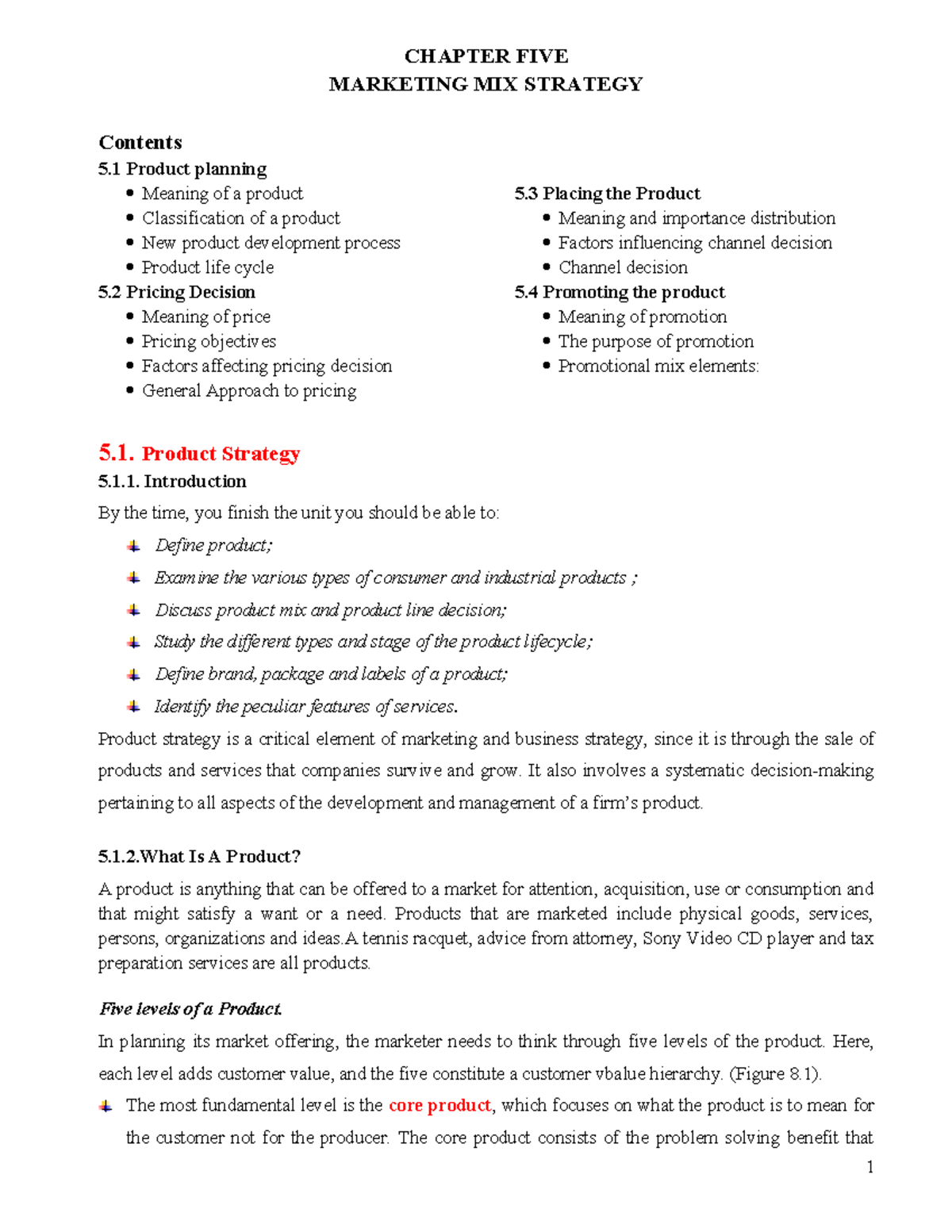 CH-5 Marketing Mix Strategies - CHAPTER FIVE MARKETING MIX STRATEGY ...