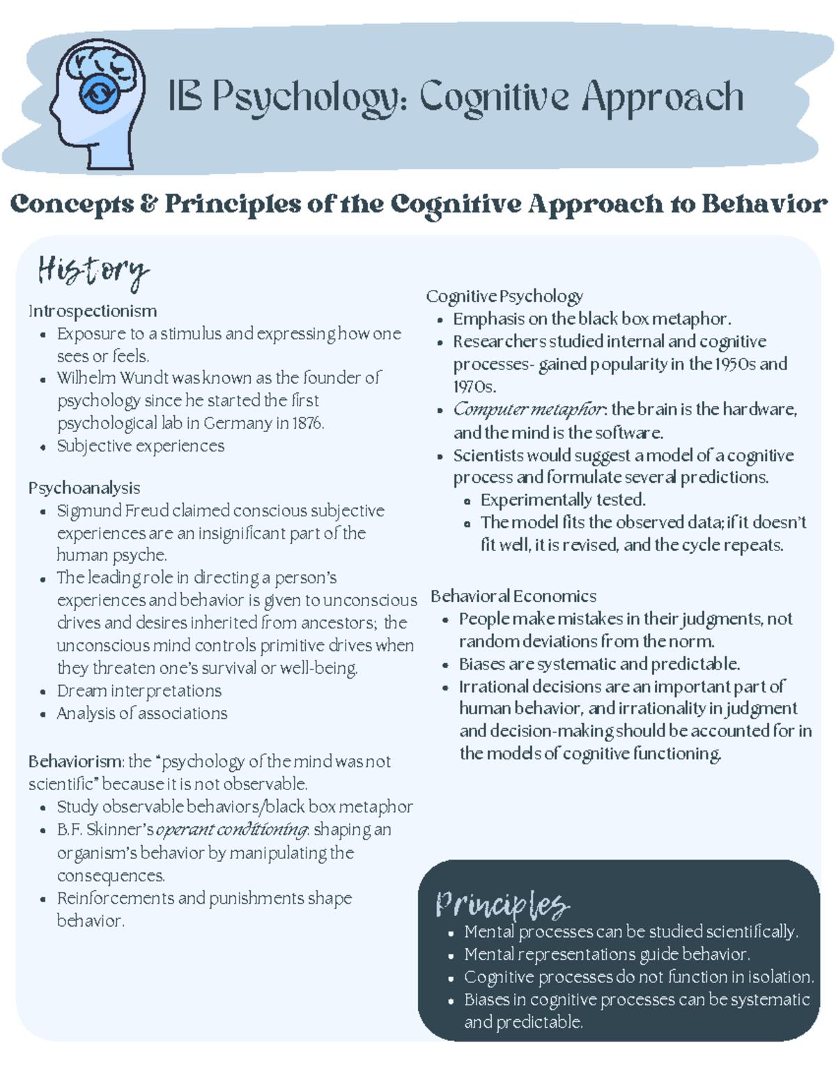 Cognitive Approach - Mental representations guide behavior. Cognitive ...