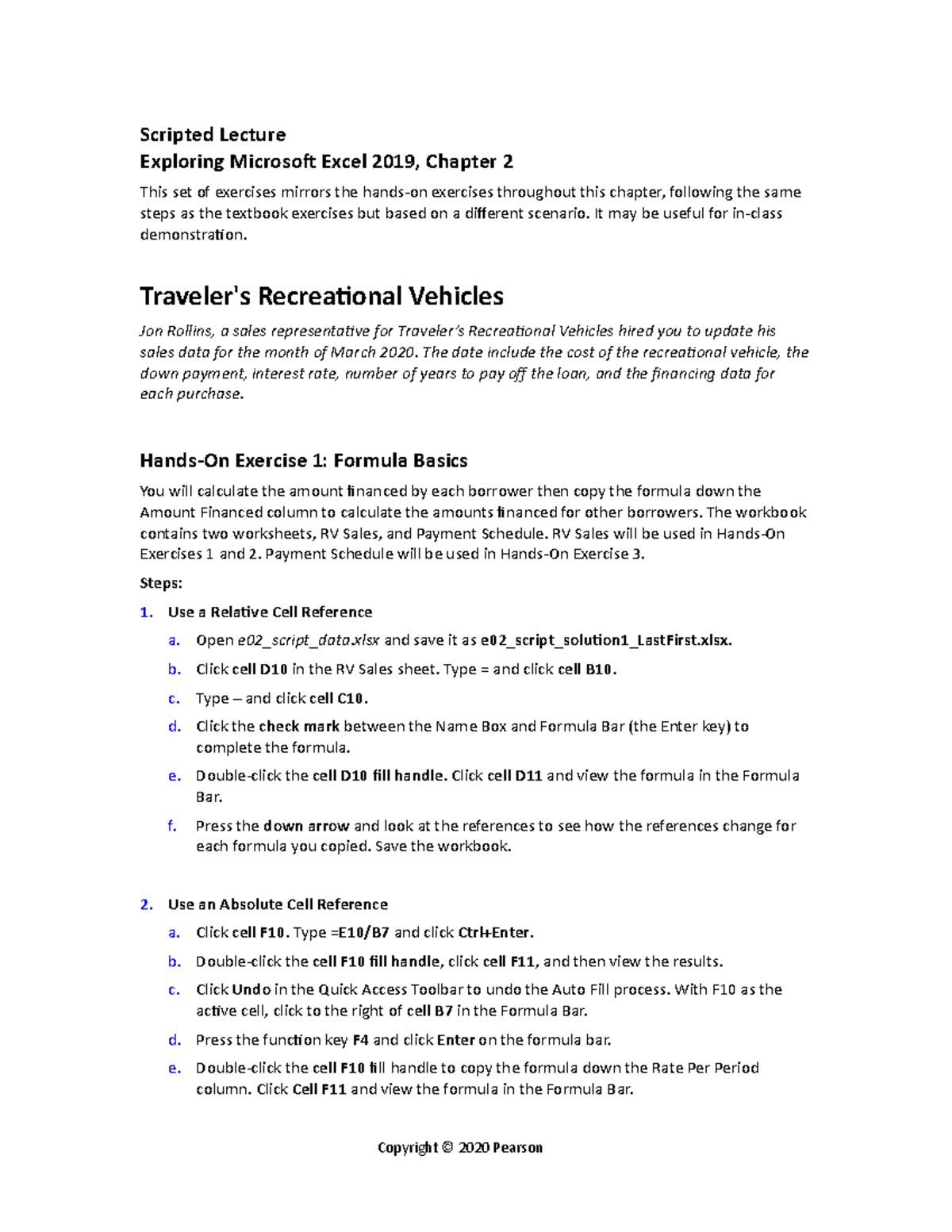 E02 script - SEE ATTACHED - Scripted Lecture Exploring Microsoft Excel ...