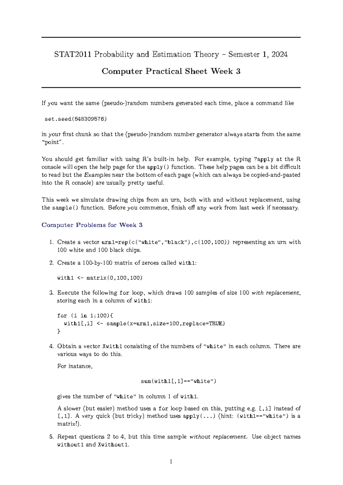 Comp03 - lab - STAT2011 Probability and Estimation Theory – Semester 1, 2024 Computer Practical ...