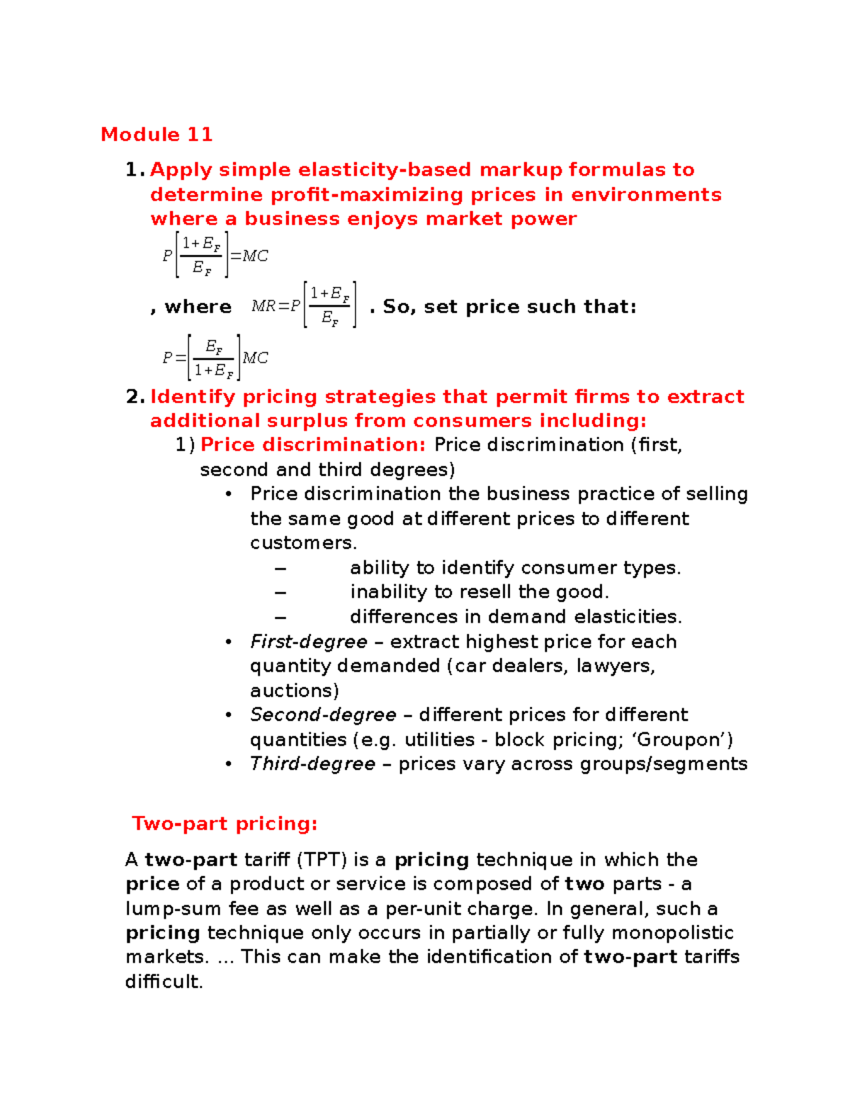 ECP 4703 final chapter 11-12 - Module 11 1. Apply simple markup ...