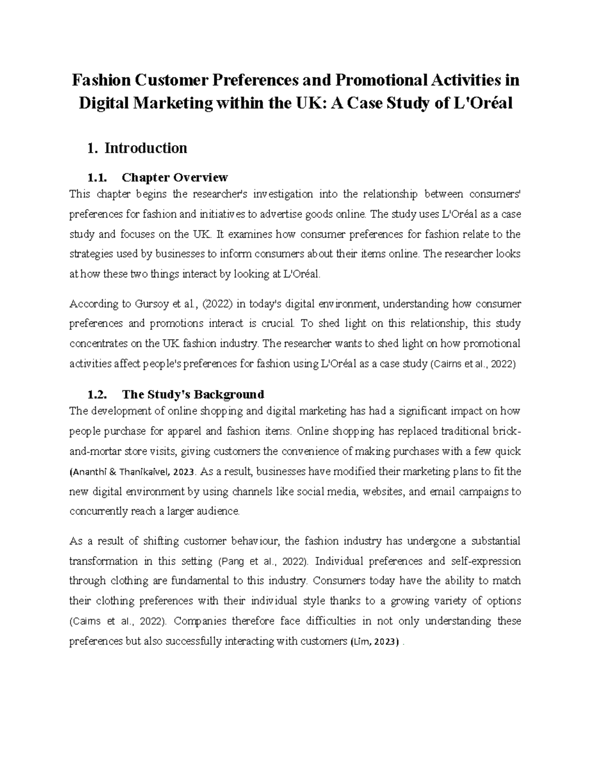 Chapter 1 wisal - thesis related to finance - Fashion Customer ...