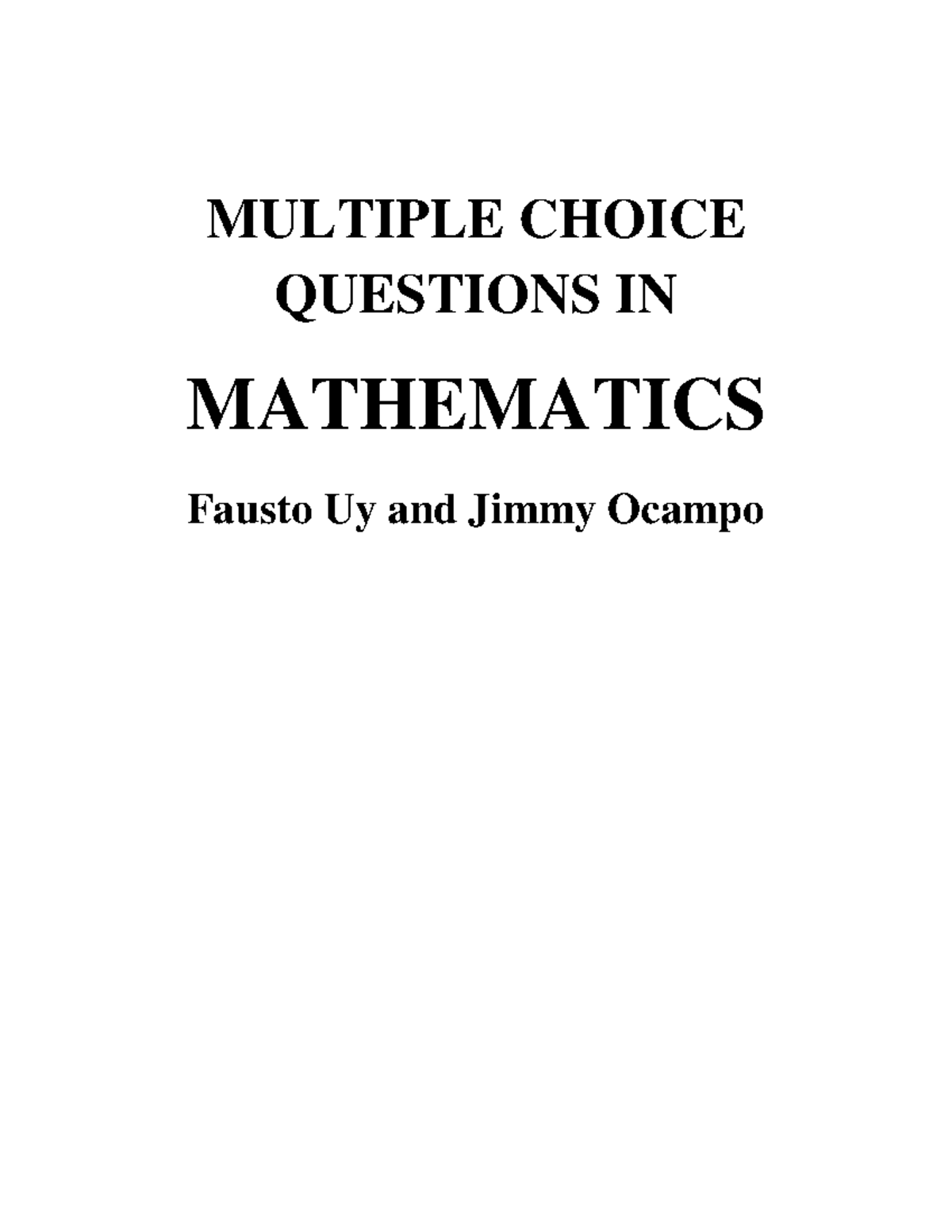 Multiple choice questions in mathematics by jimmy ocampo - MULTIPLE ...