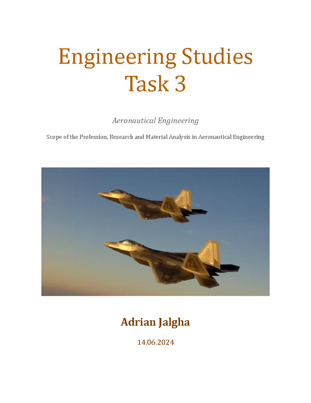 Aeronautical Engineering Task 3 - Engineering Studies Task 3 ...