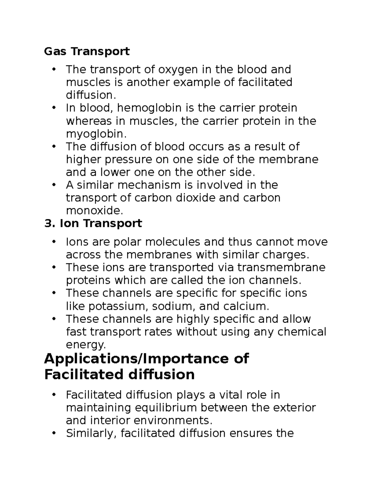 Bio 53 - Notes - Gas Transport The transport of oxygen in the blood and ...