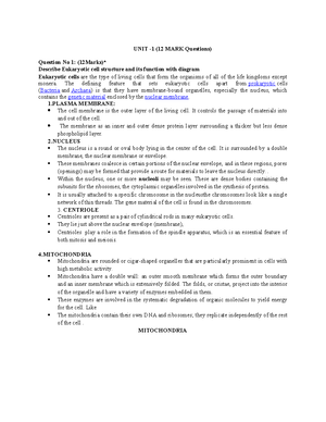 Biology Unit 1 - UNIT 1 CELL: BASIC UNIT OF LIFE ####### Organelles of ...