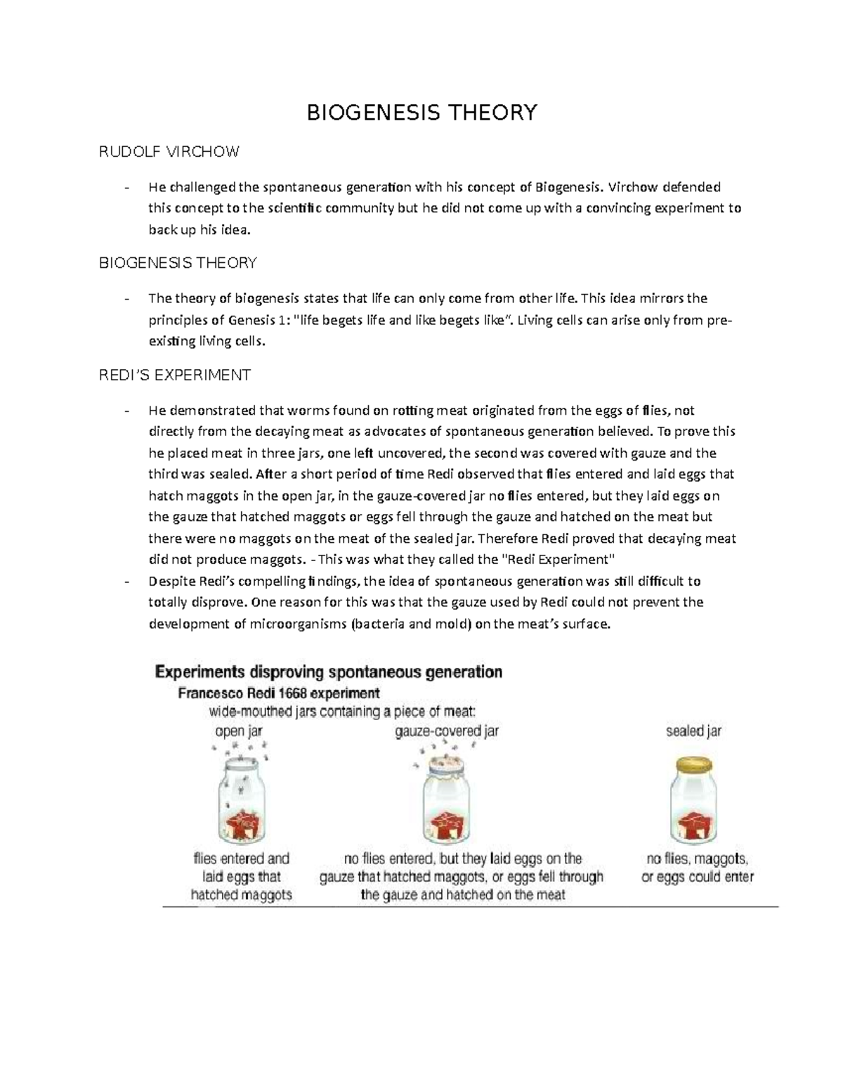 Biogenesis Theory - bio - BIOGENESIS THEORY RUDOLF VIRCHOW He ...