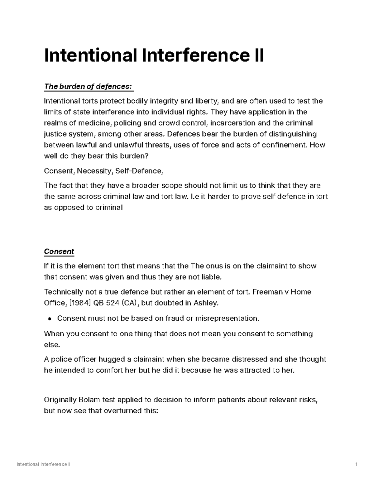 Intentional Interference- tort law revision - Intentional Interference ...