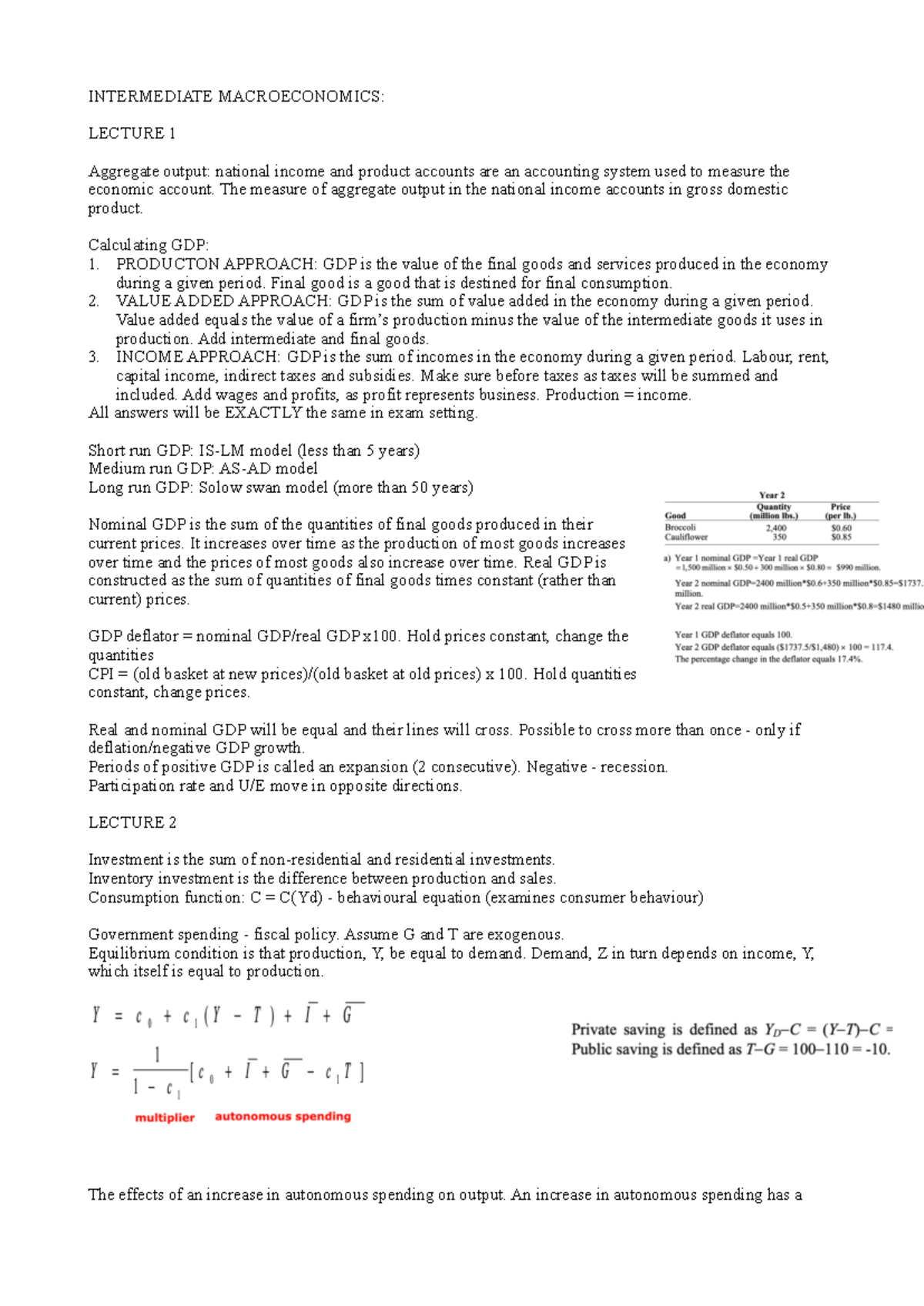 Macro 2 - INTERMEDIATE MACROECONOMICS: LECTURE 1 Aggregate output: national income and product ...