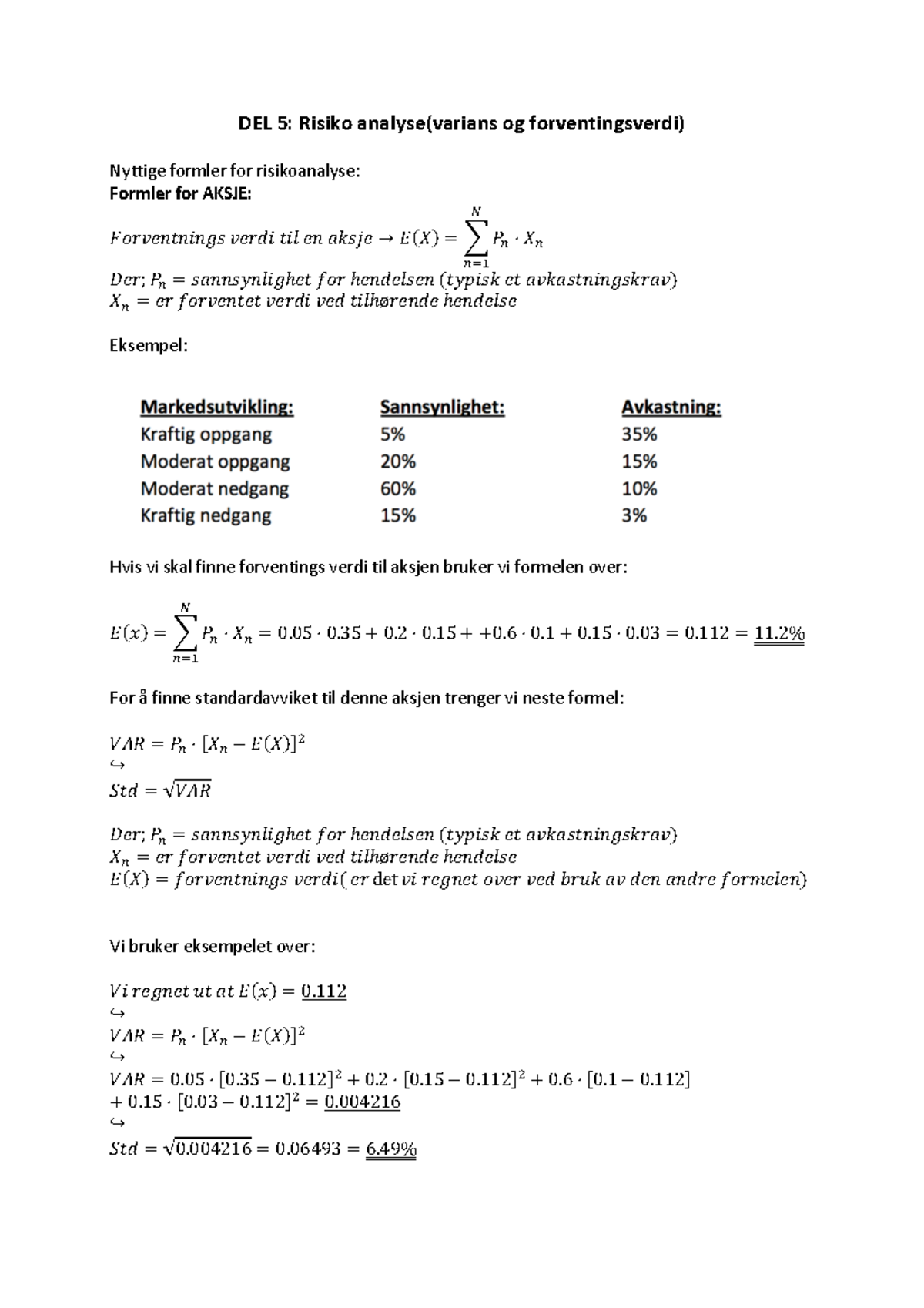 DEL 5 Risiko analyse - Dette er en liten oppsumering for risko. hvor ...