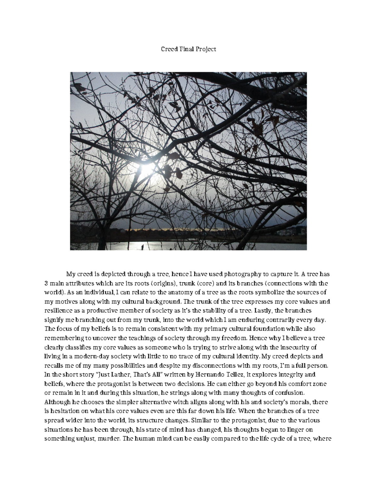 Creed Final Project - A tree has 3 main attributes which are its roots ...