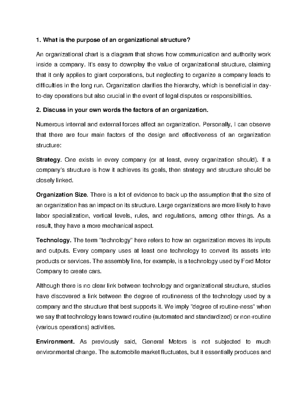 Organizational Structure - 1. What is the purpose of an organizational ...