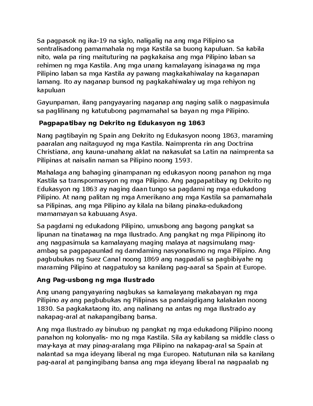 Pagusbong ng kamalayang nasyunalismo - Sa pagpasok ng ika-19 na siglo ...
